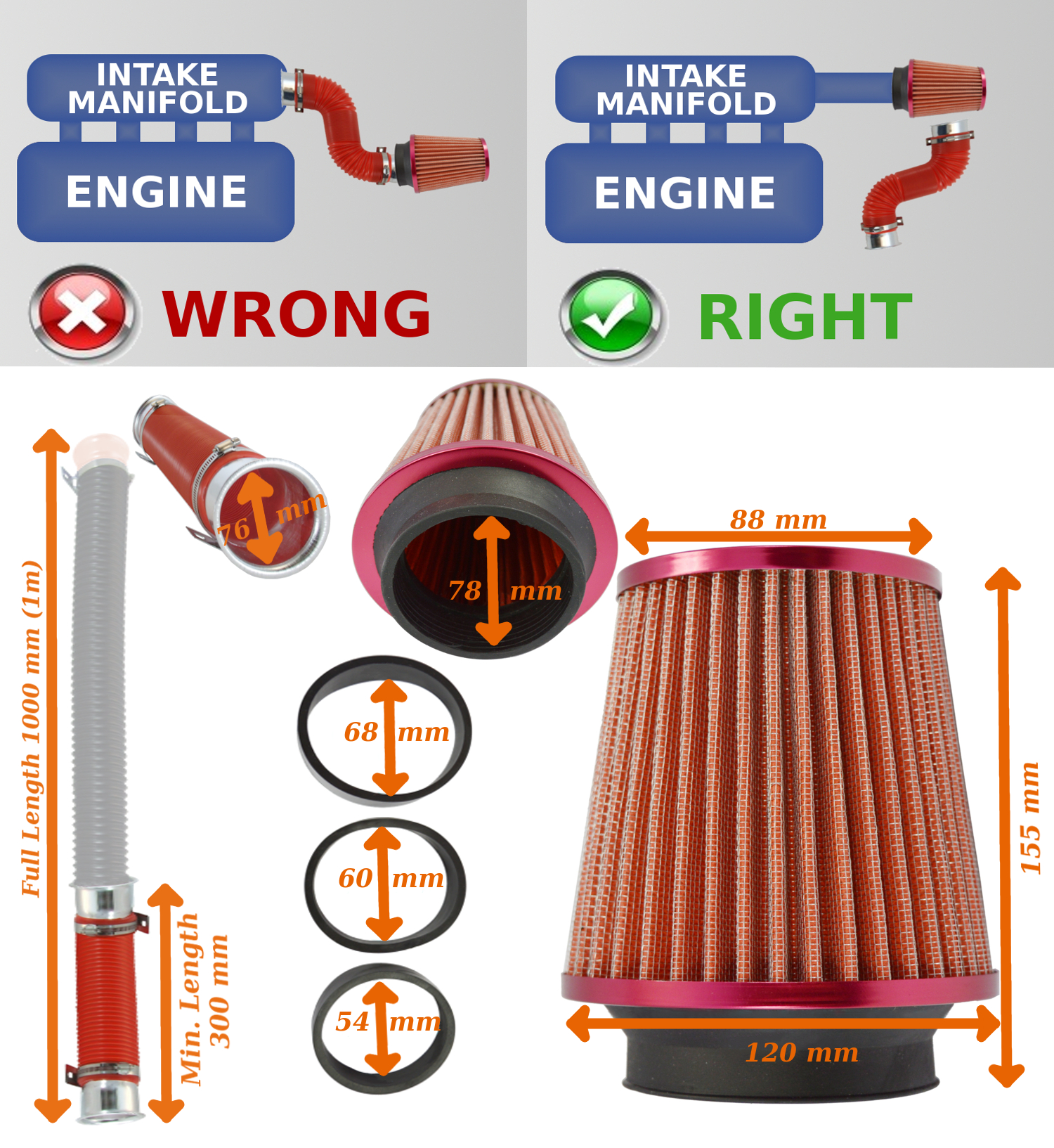 UNIVERSAL INDUCTION KIT WITH FILTER ADAPTERS 2101D007R-Seat | eBay UK