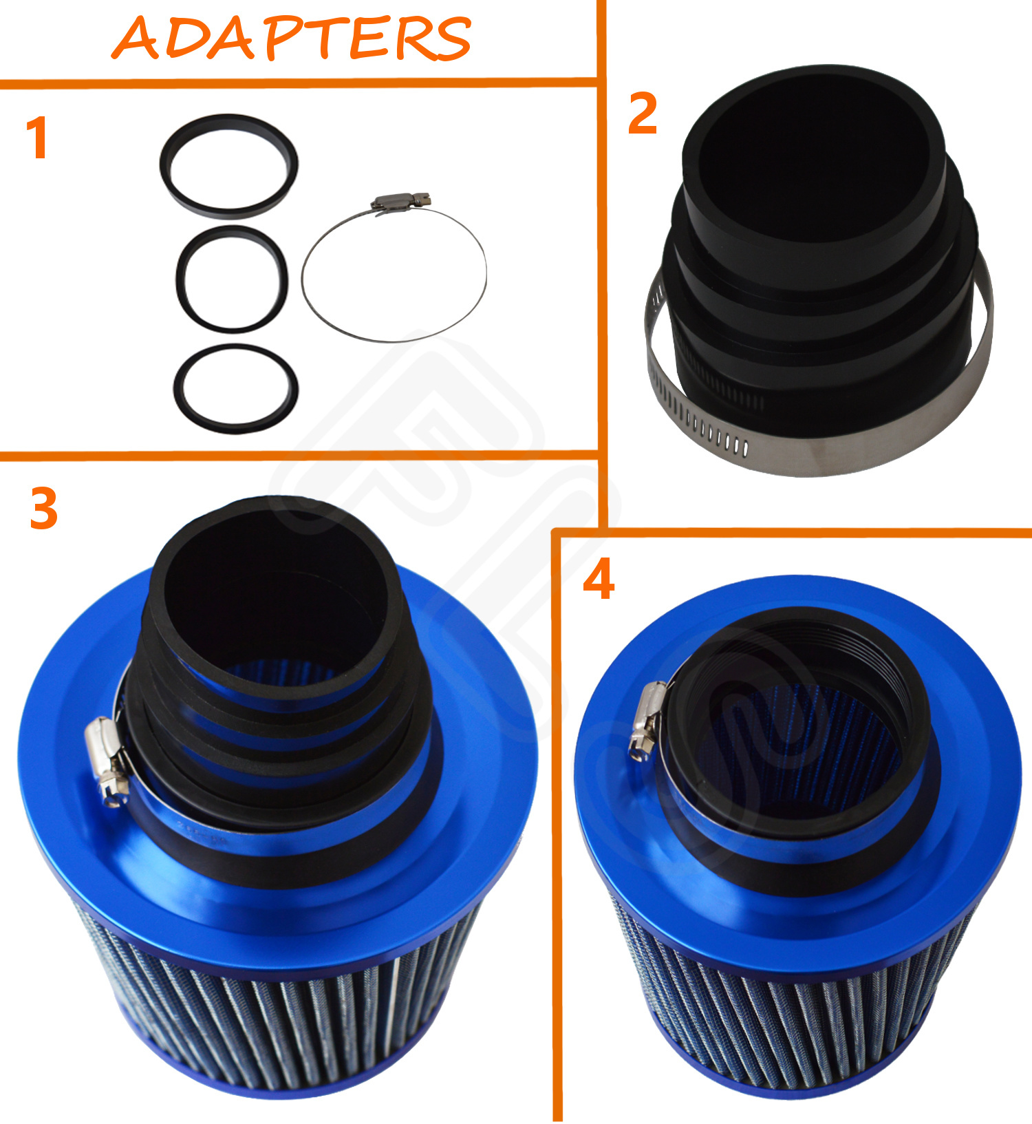 UNIVERSAL PERFORMANCE COLD AIR FEED PIPE/AIR FILTER KIT BLUE 2101EB ...