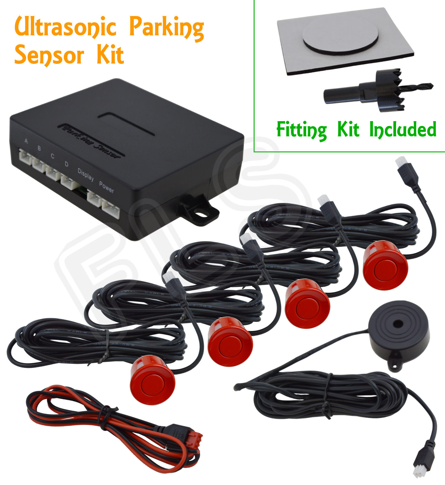 4x PARKING SENSORS CAR AUTO REVERSE BACKUP REAR RADAR LED ALERT SYSTEM ...
