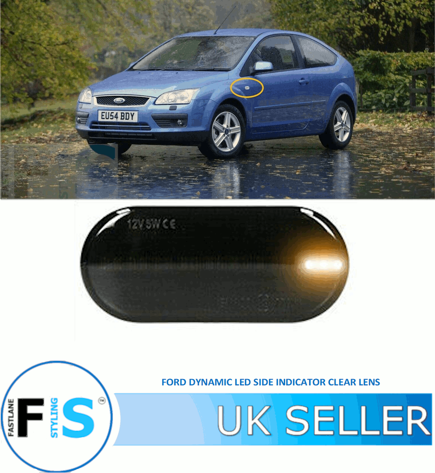 FORD FOCUS FIESTA GALAXY DYNAMIC LED SIDE INDICATORS LIGHT REPEATERS ...